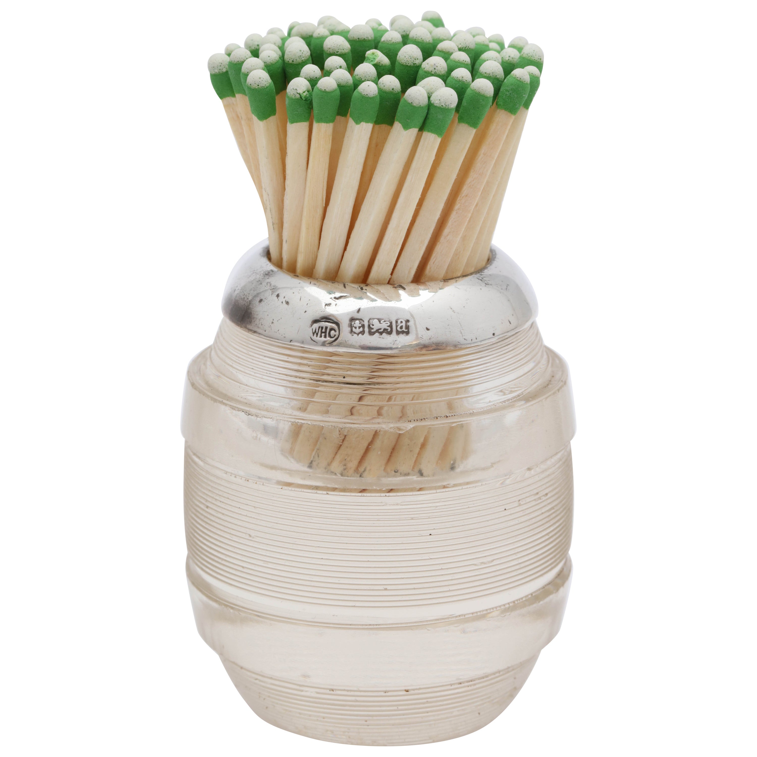 Unusual, Victorian Sterling Silver-Mounted Footed Crystal Match Striker ...