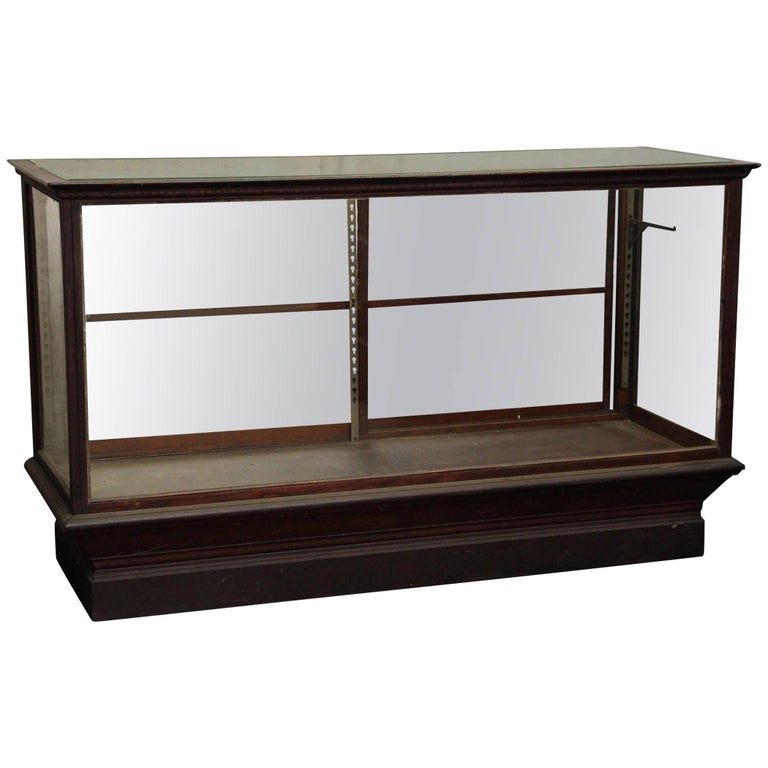 1910s Antique Oak Apothecary Standing Display Case with Egg and Dart ...