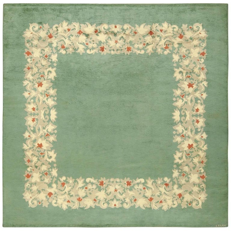 Antique Square French Art Deco Rug by Leleu at 1stDibs
