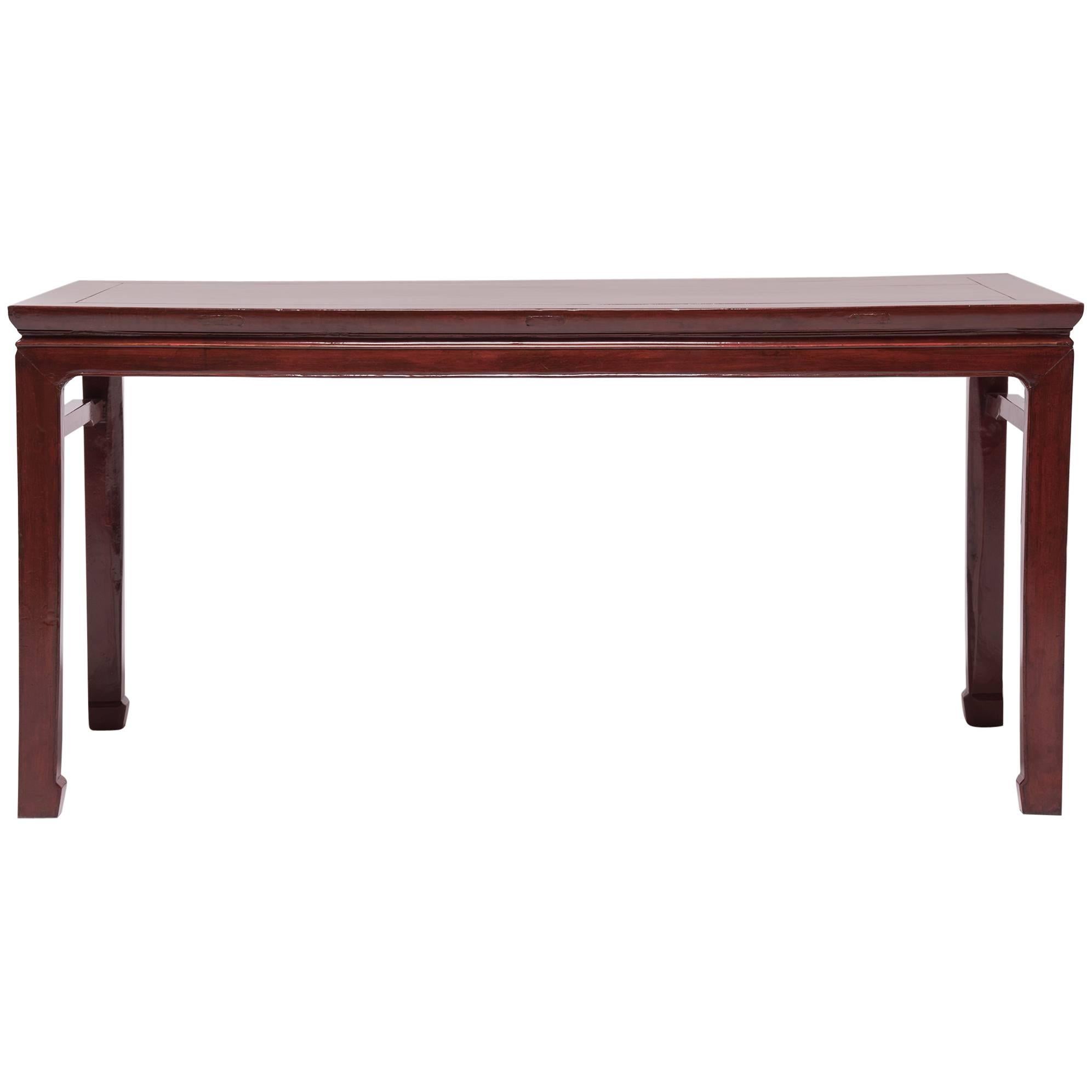 Antique Chinese Scholar Painting Table with Bamboo Inlay at 1stDibs