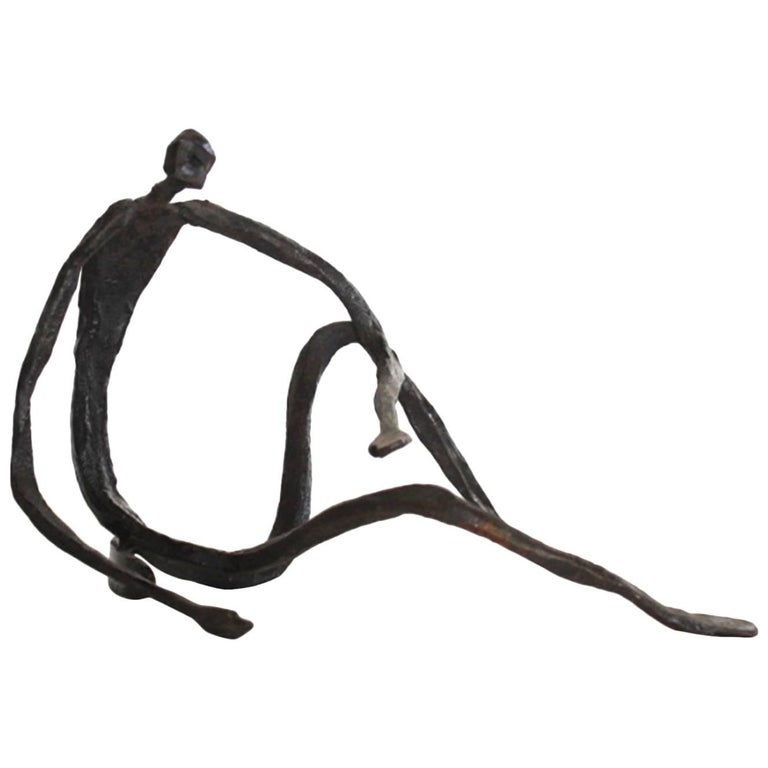 Modern Figurative Sculpture in Hand-Forged Textured Wrought Iron For ...