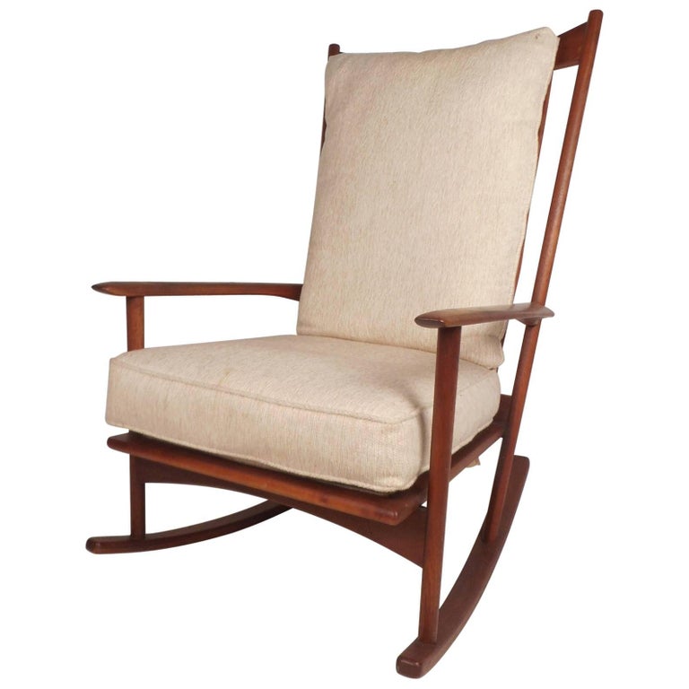 Danish Modern Walnut Rocking Chair by Selig at 1stDibs