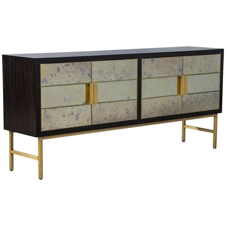 Carrocel Custom Modern Walnut Mirrored Door Sideboard Buffet Console ...