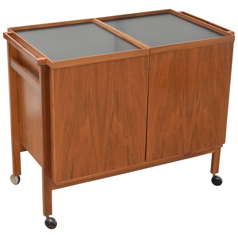 Danish Teak Bar Cart by Niels Erik Glasdam Jensen at 1stDibs