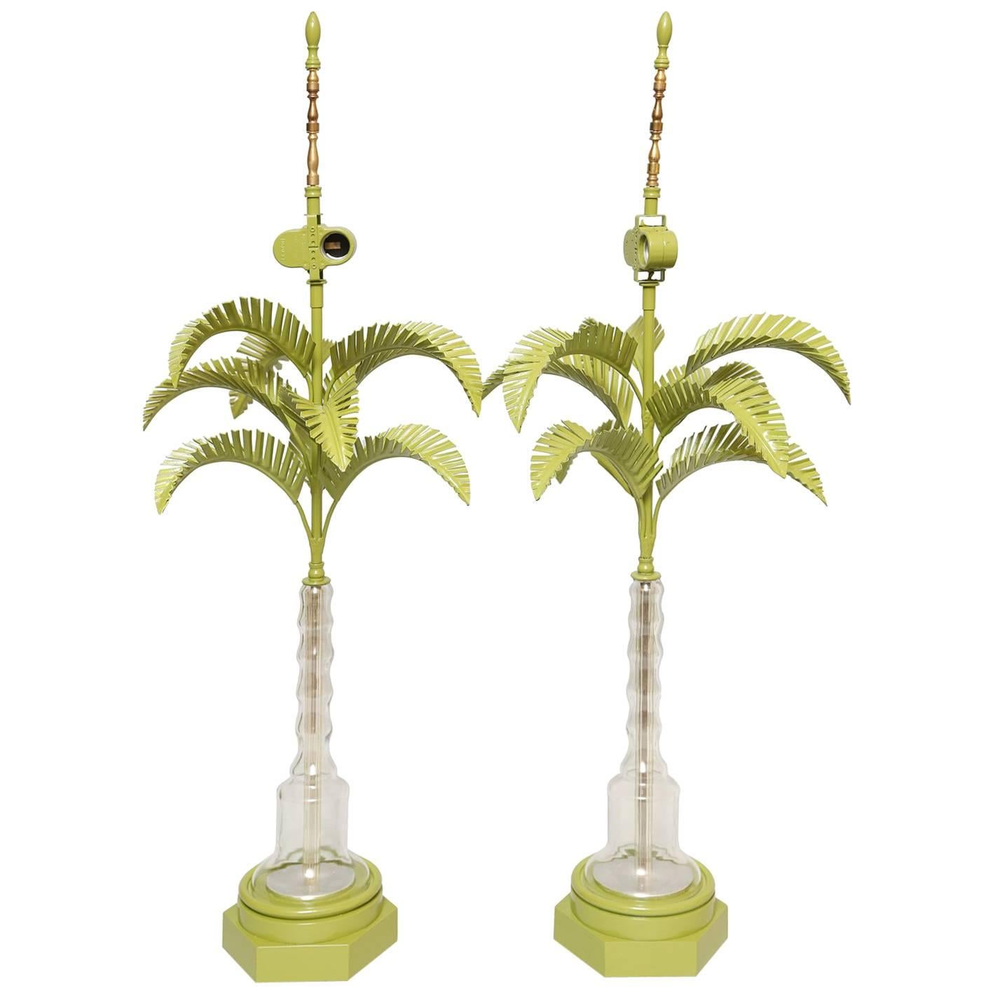 Pair of Vintage Palm Tree Lamps with Glass Trunks at 1stDibs | palm ...