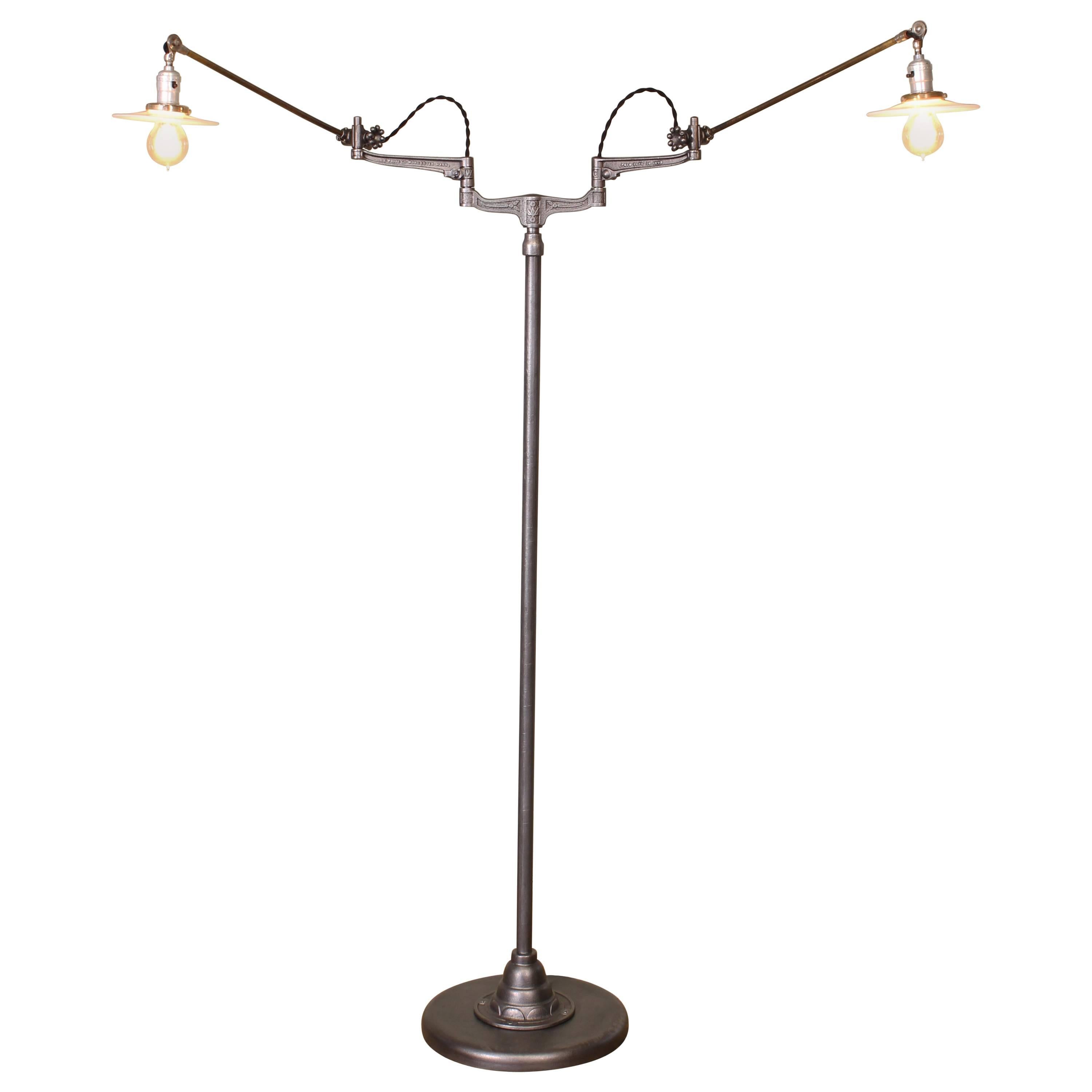 Original O.C. White Articulating Two-Arm Floor Lamp at 1stDibs
