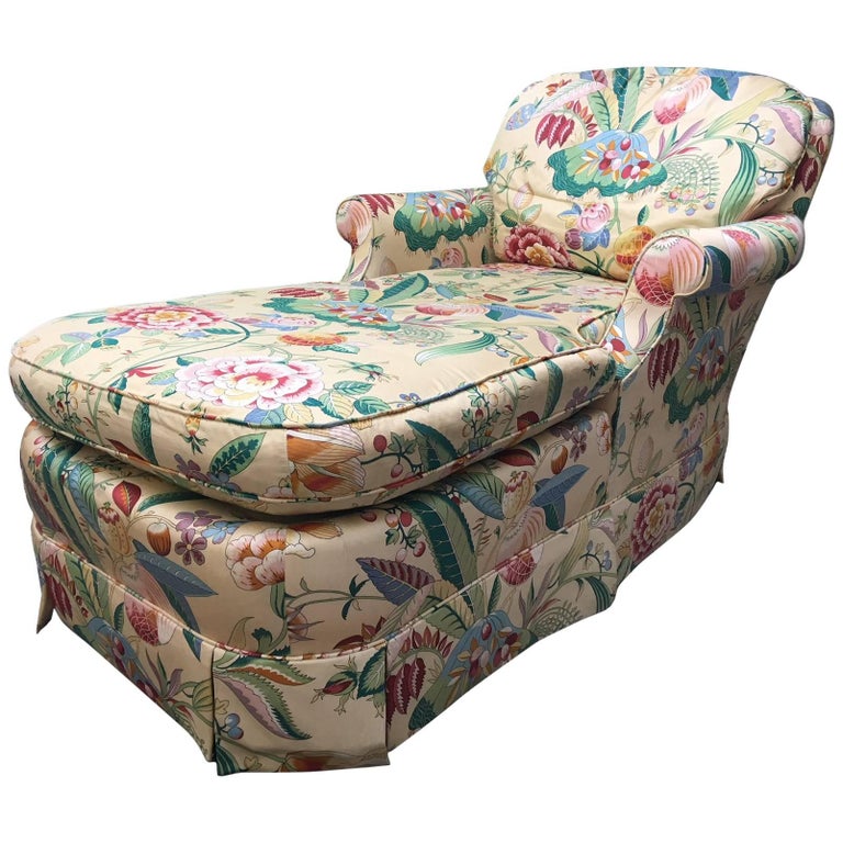 Tropical Print Chaise Lounge By Baker For Sale At 1stdibs