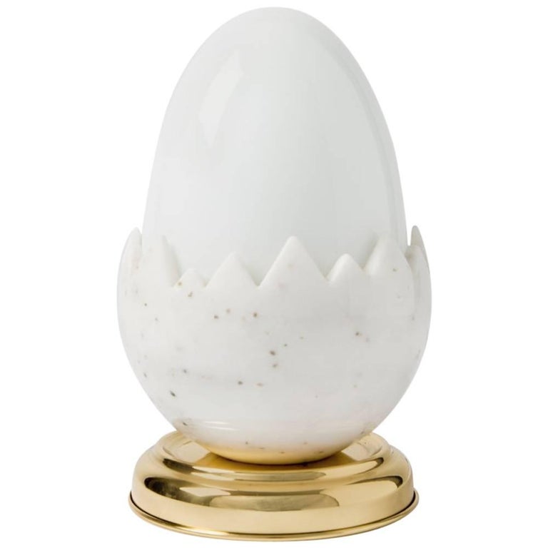 Oviraptor Dinosaur Egg Table Lamp Desk Lamp in White Marble, Brass ...