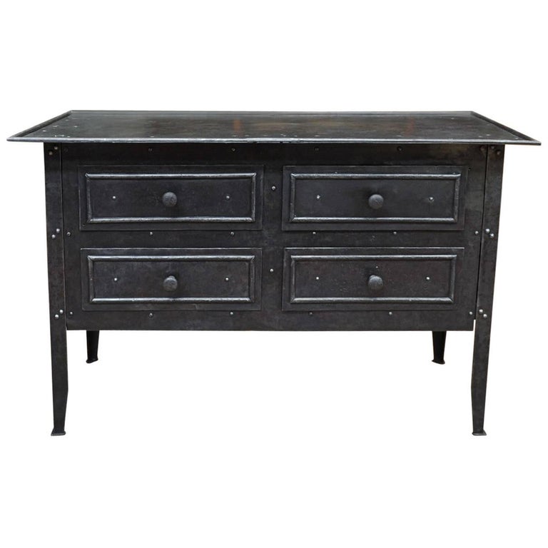 Rare Industrial Riveted Iron Chest of Drawer, 1900s at 1stDibs