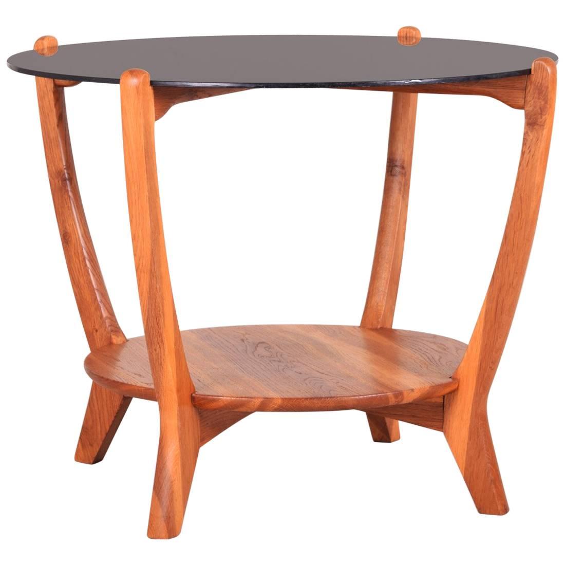 Small Brown Round Table, Czech Midcentury, Made Out of Cherry Tree ...