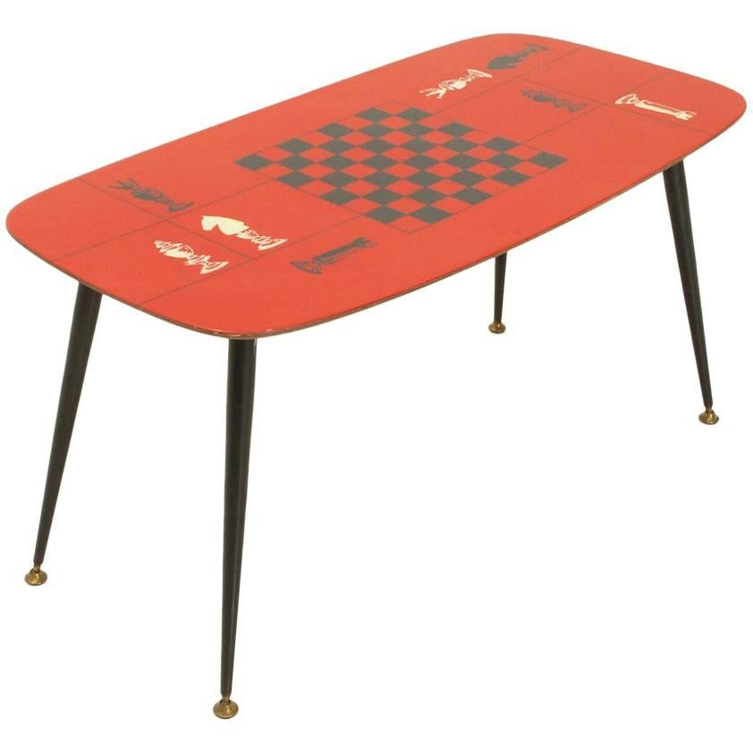Italian Red Laminate Top Coffee Table, 1950s at 1stDibs