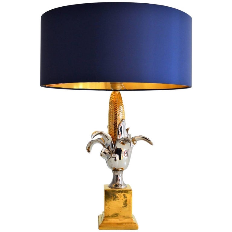 Regency French Ceramic Corn Lamp, 1970s at 1stDibs