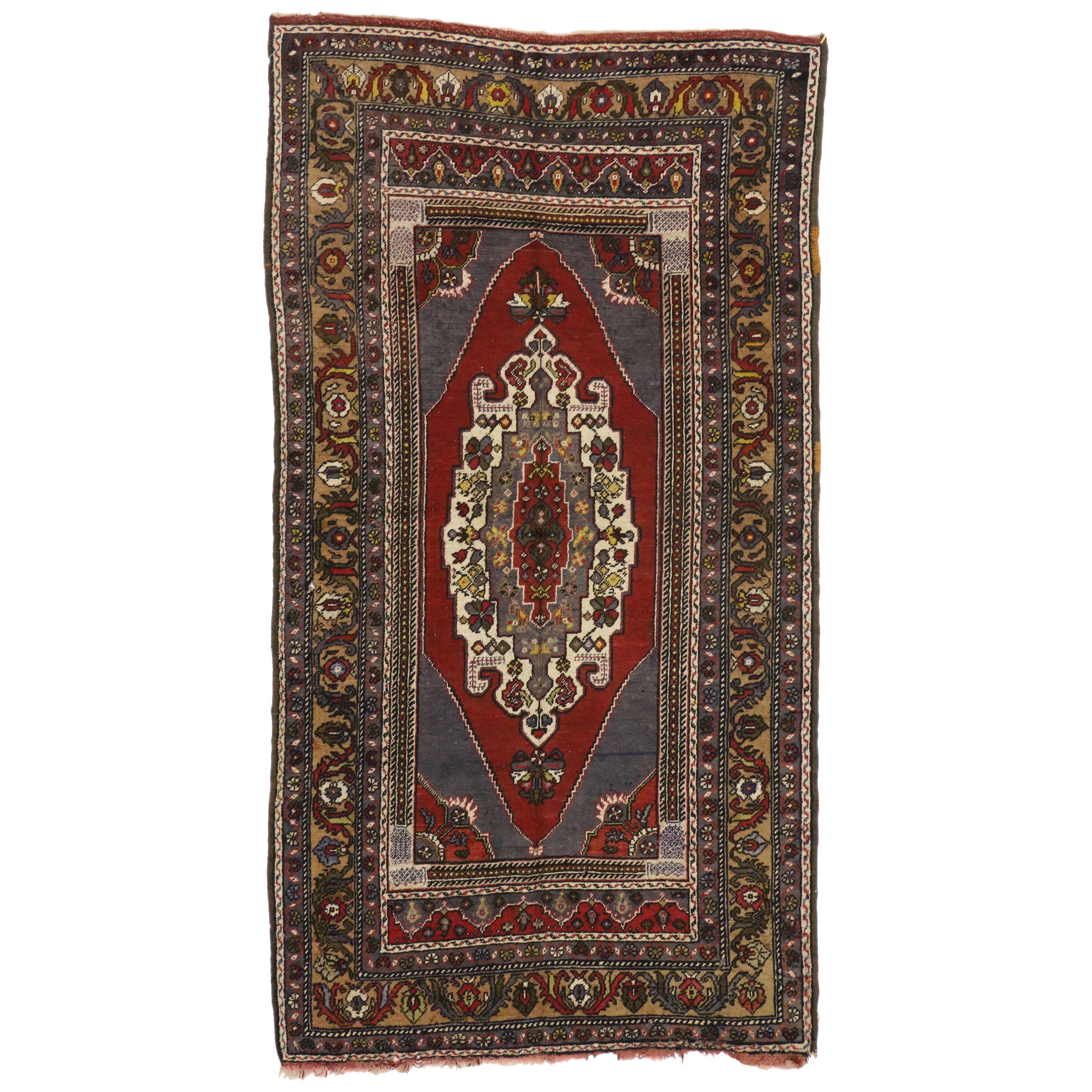 Vintage Turkish Oushak Area Rug with Luxe Medieval and Jacobean Style ...