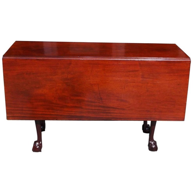 American Chippendale Cuban Mahogany Claw and Ball Drop-Leaf Table ...