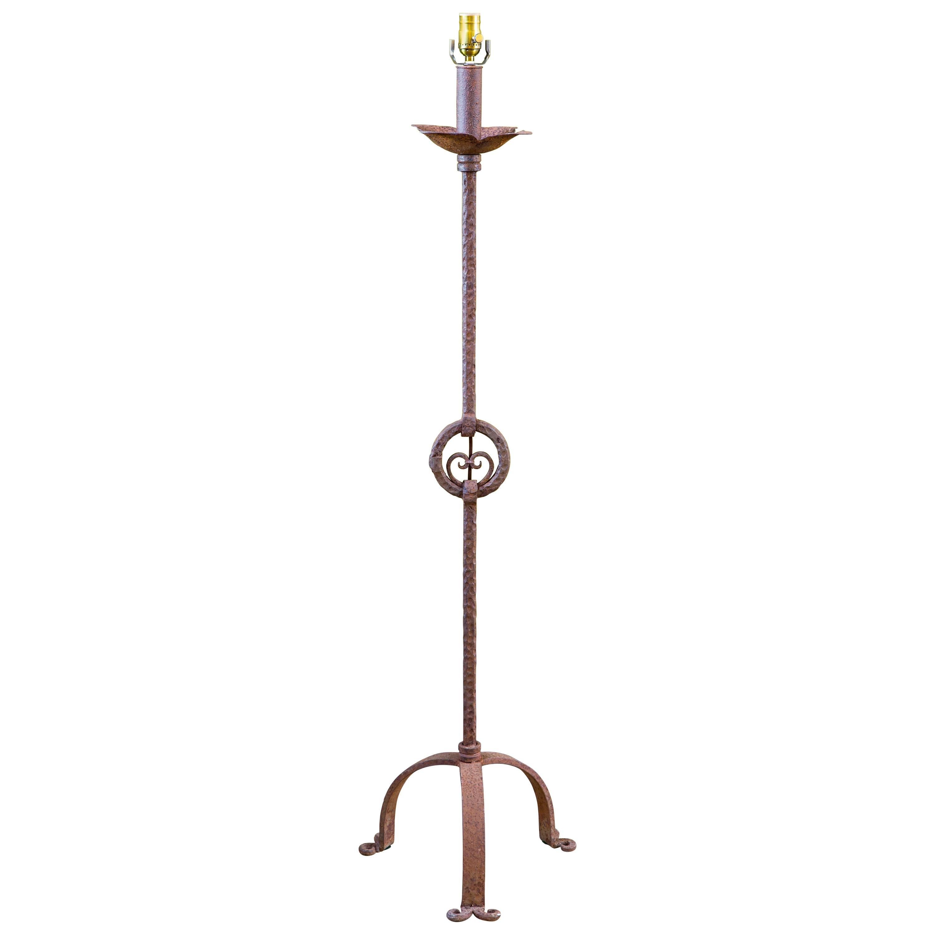 Hand-Forged Iron Floor Lamp For Sale at 1stDibs