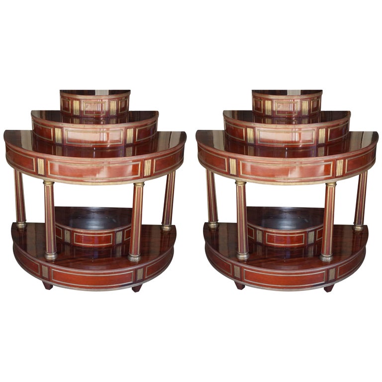 Pair of Mahogany and Brass Inlaid Russian Console Tables For Sale at ...