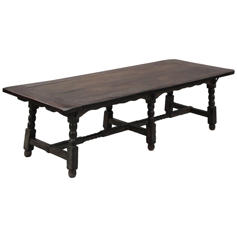 Long Rancho Signed Monterey Table with Six Leafs, circa 1930s at 1stDibs