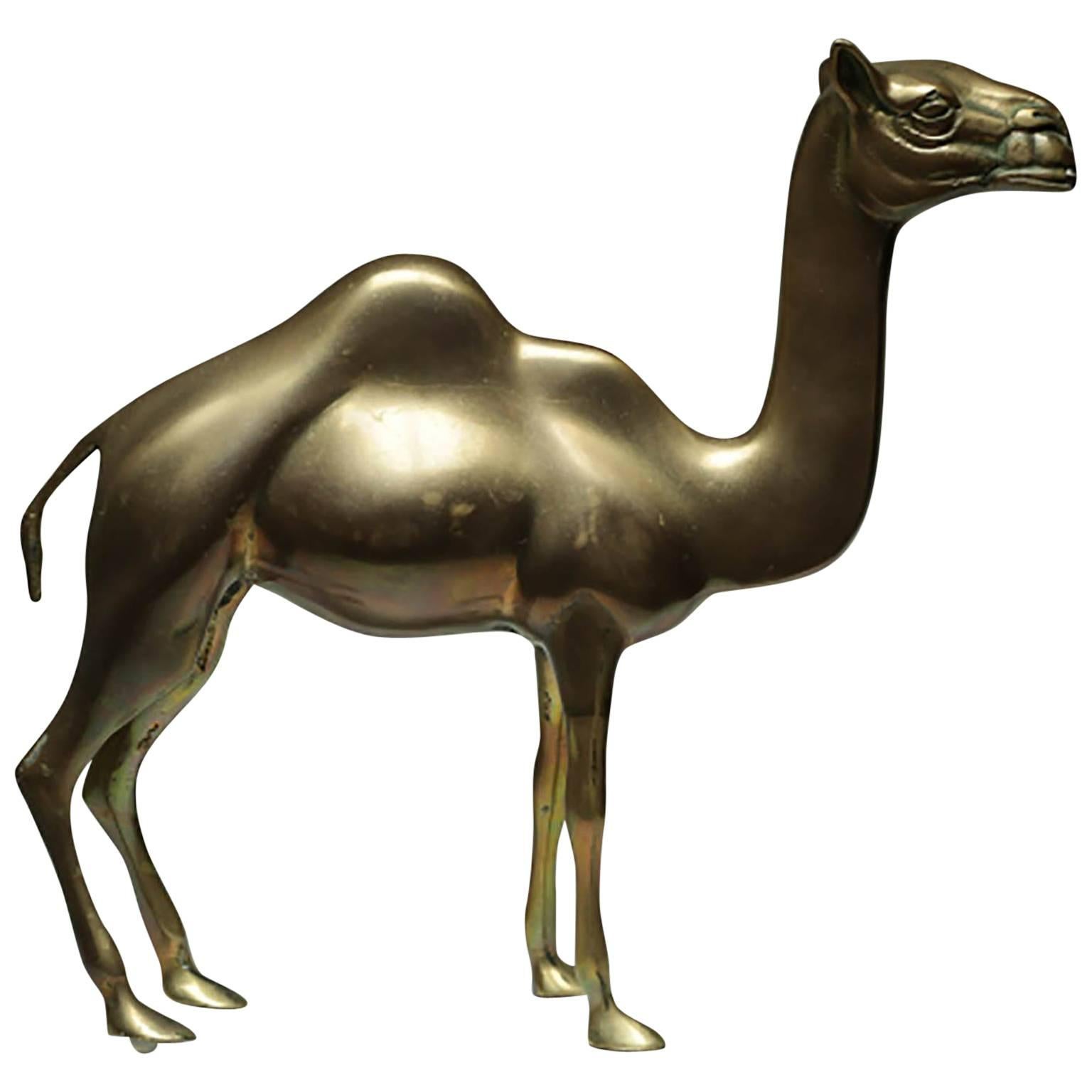 Mid-Century Modern Large Brass Camel, circa 1970s For Sale at 1stDibs