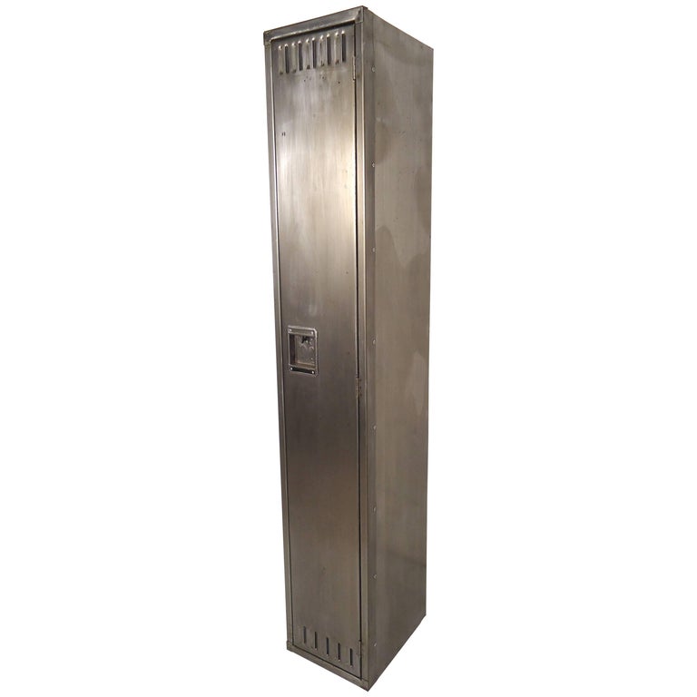 Tall Industrial Metal Locker Unit For Sale at 1stdibs
