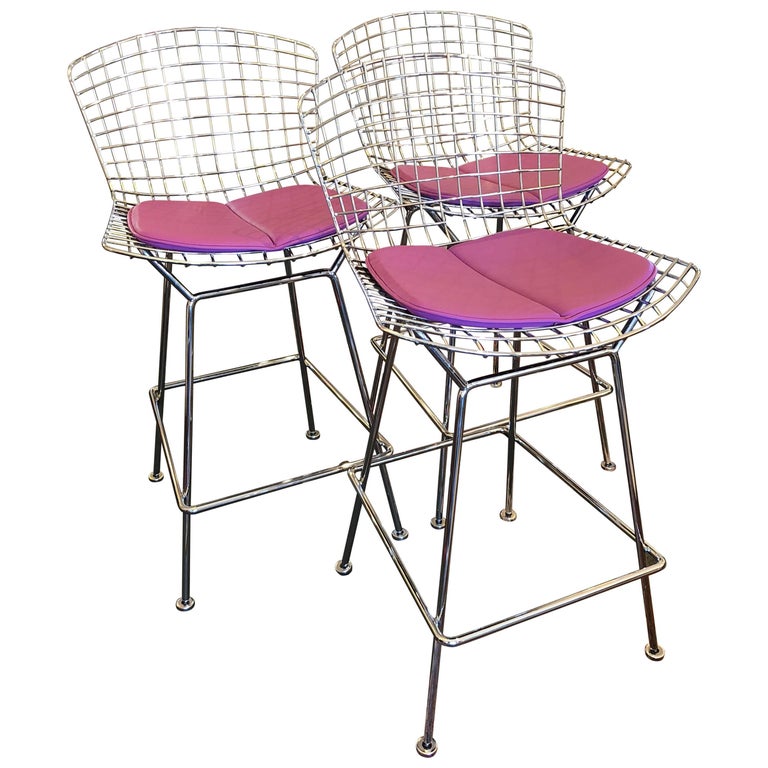 Set of Three Bertoia Counter Height Bar Stools by Knoll For Sale at 1stDibs