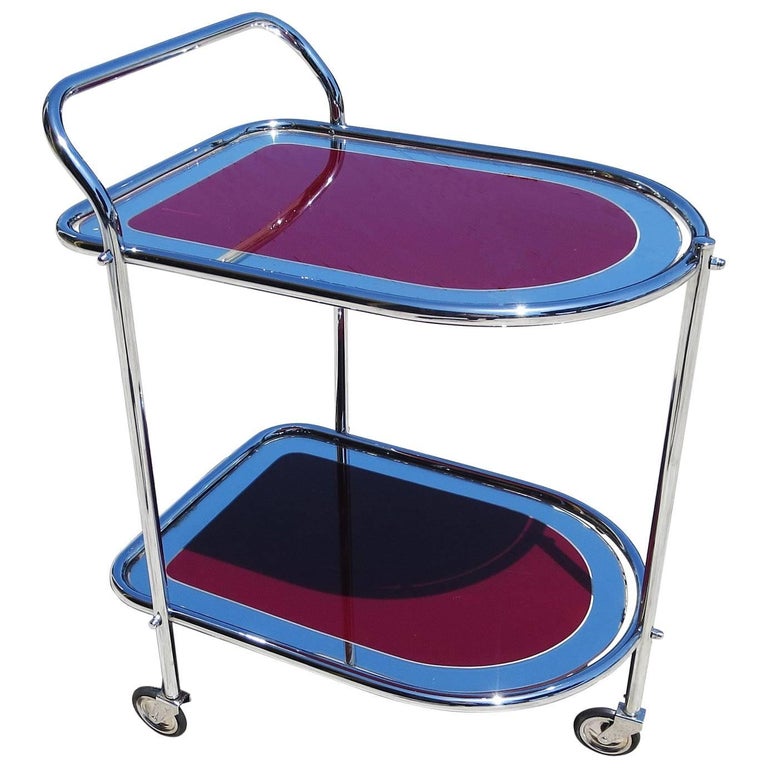 Art Deco Savoy Cocktail Trolley Cart in Re-Chromed Metal at 1stDibs