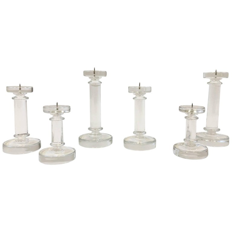 Set of Six Italian Murano Glass Candlesticks by Archimede Seguso at ...