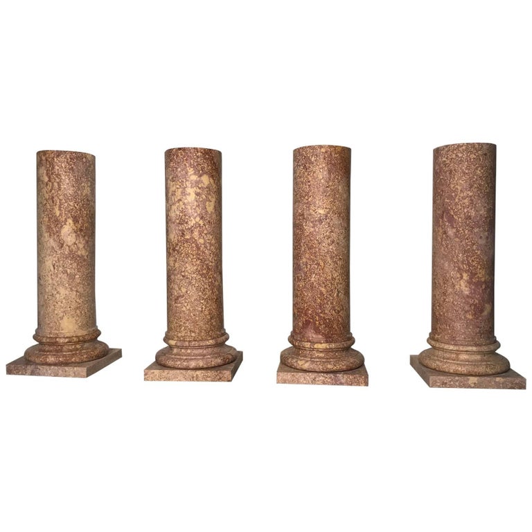 20th Century, Italian Yellow and Red Marble of Four Pedestals Classical ...