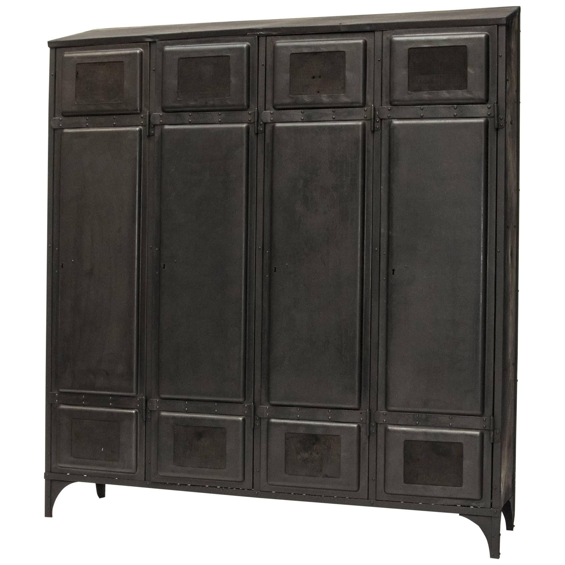 Locker Four Doors, Patinated Iron, circa 1900 at 1stDibs