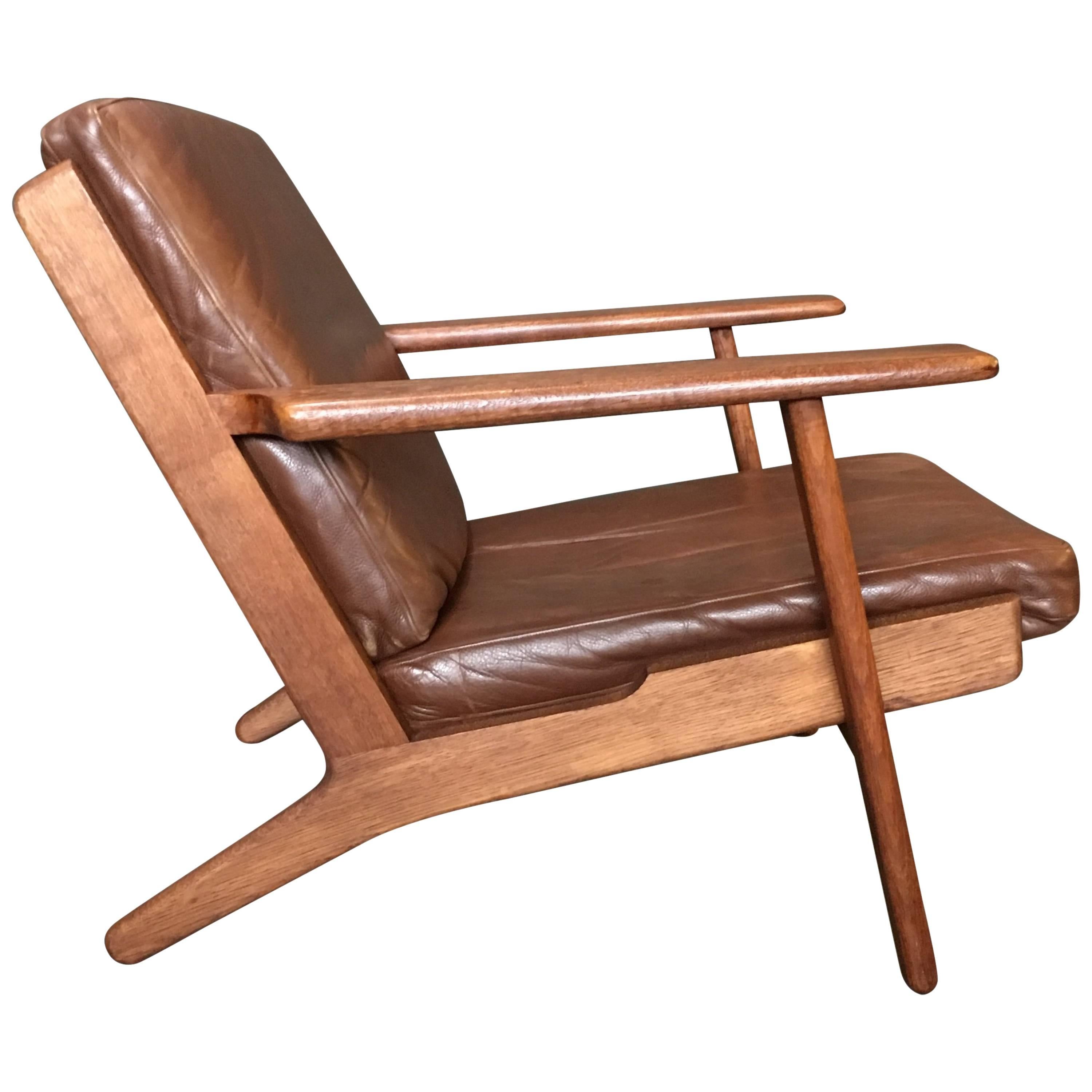 Hans Wegner GE290 Lounge Chair, Original, 1950s Refurbished at 1stDibs