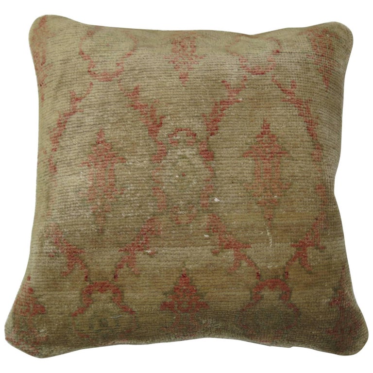 Turkish Modernist Camel Red Rug Pillow For Sale at 1stDibs