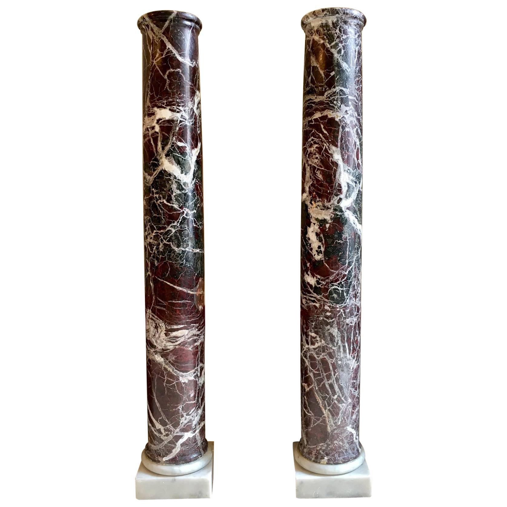 Pair of Italian "Grand Tour" Marble Columns at 1stDibs