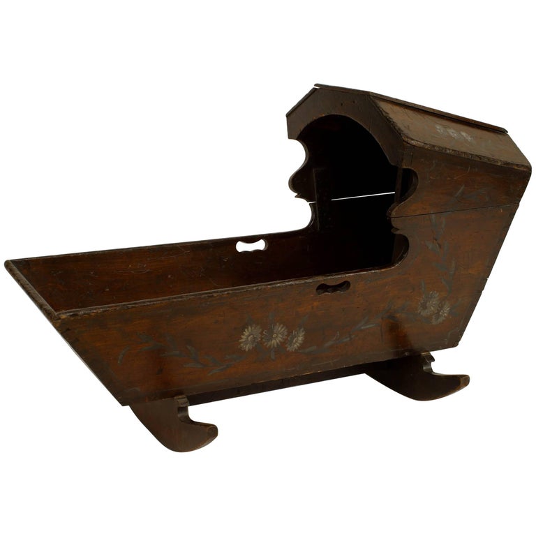 American Country Pine Rocking Cradle For Sale at 1stDibs