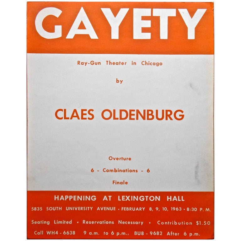 Claes Oldenburg "Gayety" Happening Rare Original Poster For Sale at 1stDibs