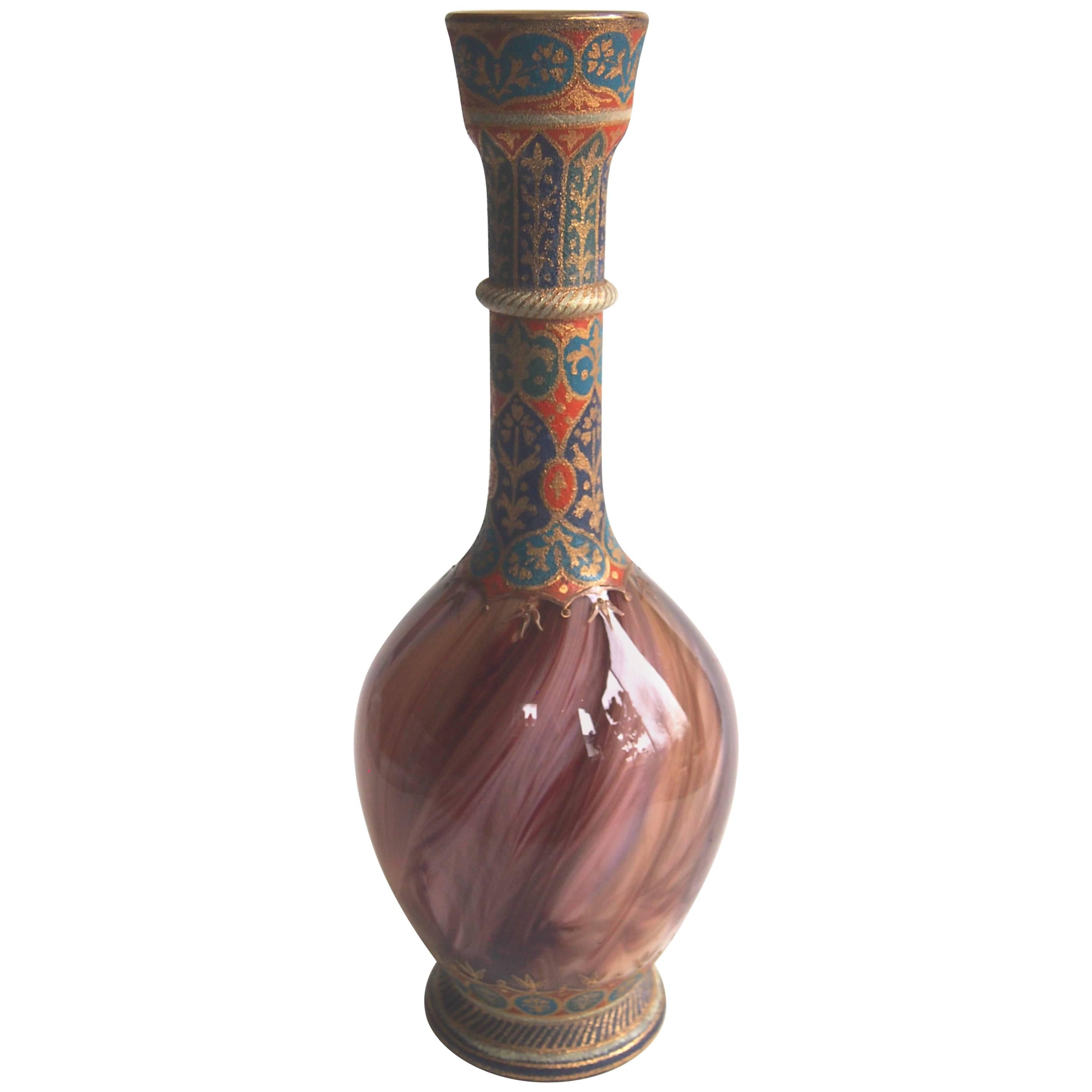 Late Victorian Bohemian Enamel and Gilded Islamic Style Loetz Carneol ...
