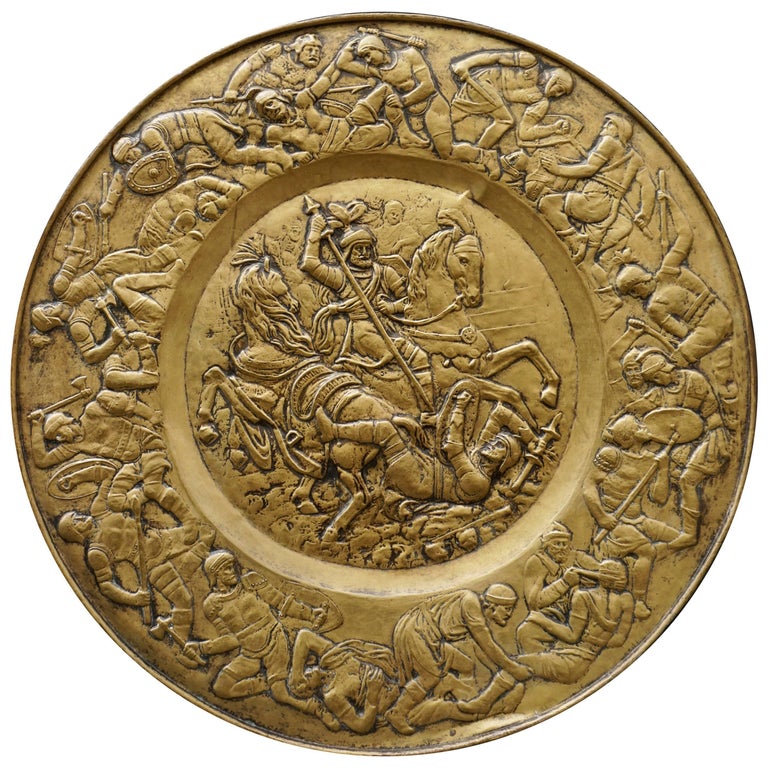 Hammered Copper Wall Relief Sculpture with Roman Warriors For Sale at ...