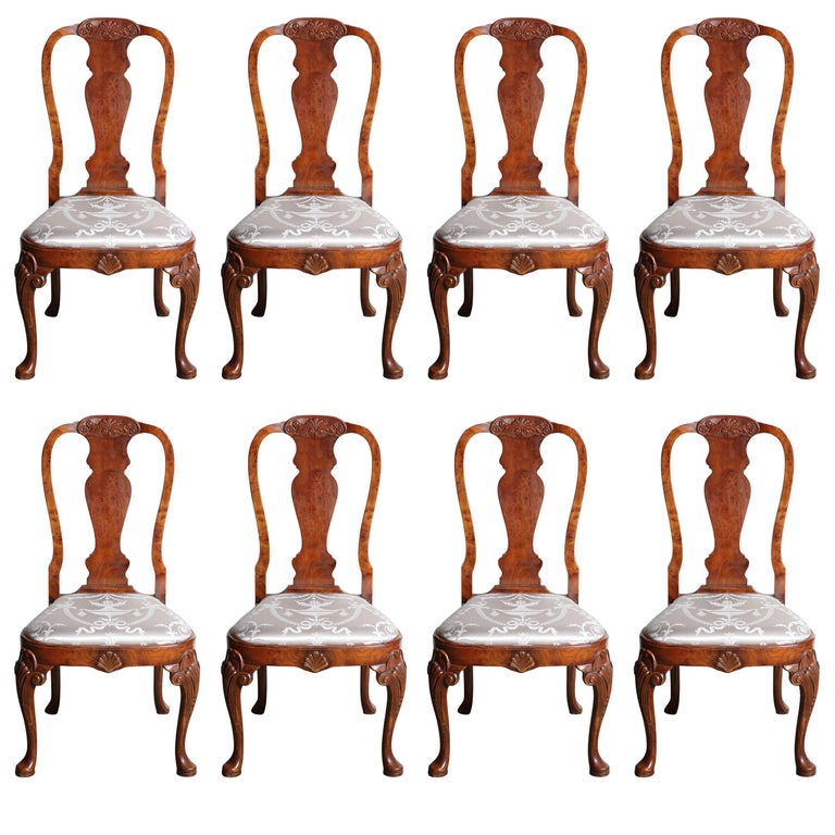 Set of Eight Queen Anne Style Dining Chairs at 1stDibs