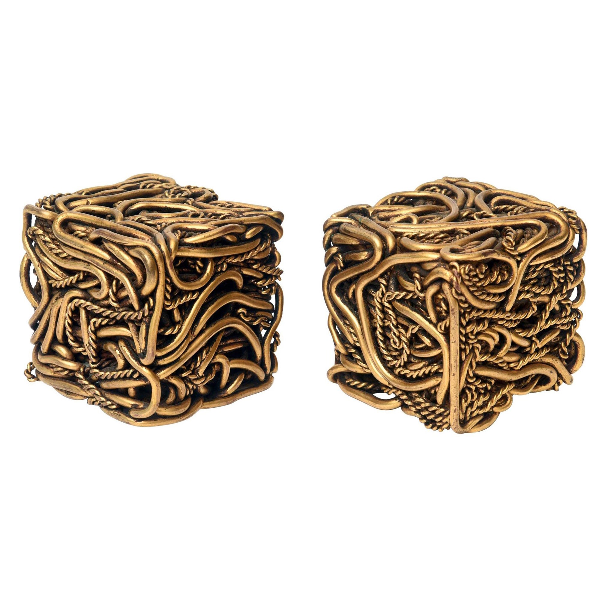 Pair of Signed Large Square Vasa Laminated Lucite Cube Sculptures at ...