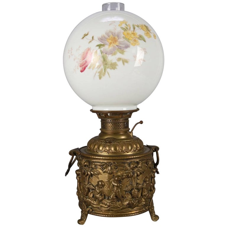 Antique Classical Embossed Brass Urn Form Gone with the Wind Table Lamp ...