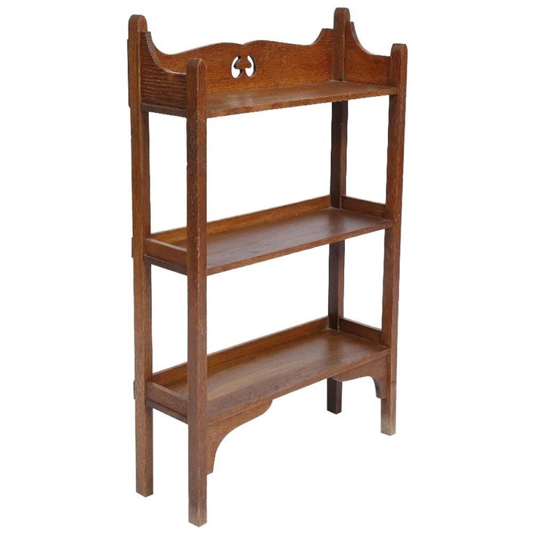 Small Arts and Crafts Oak Bookcase with Stylized Cut-Out to the Top at ...