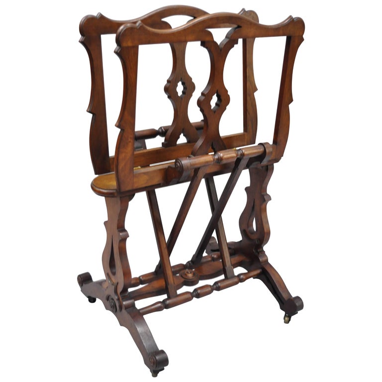 Antique English Victorian Carved Walnut Adjustable Print or Book Stand ...