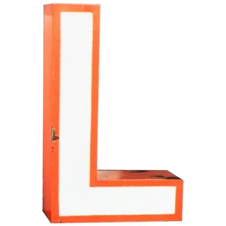 Vintage Mid-Century Lighting Letter L, Orange Metal Sign, 1960s Austria ...