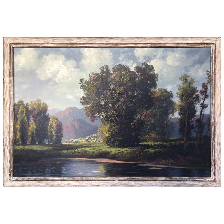 Antique Landscape Oil Painting by A D Greer For Sale at 1stDibs