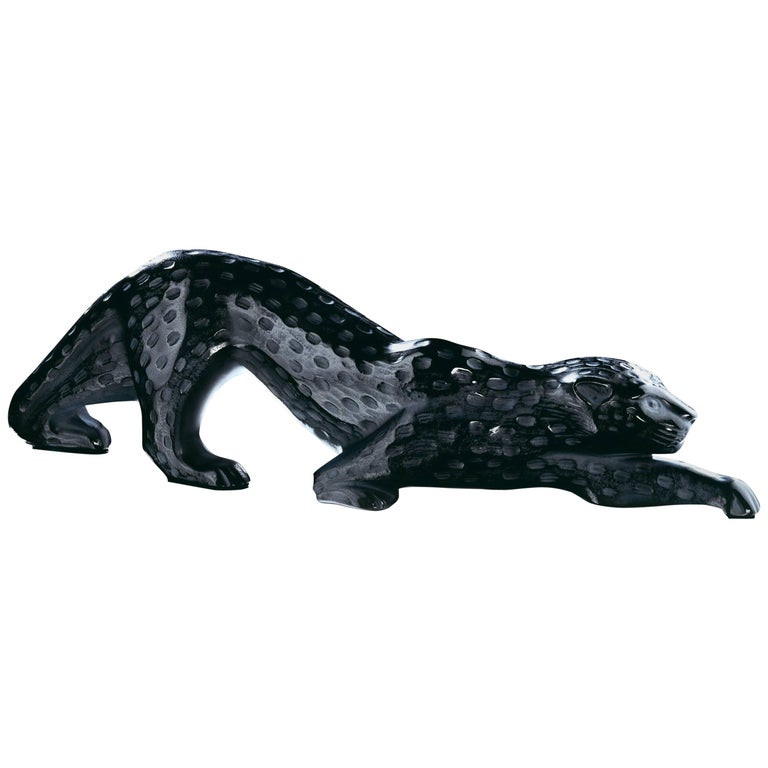 Lalique Zeila Panther Sculpture Black Crystal at 1stDibs