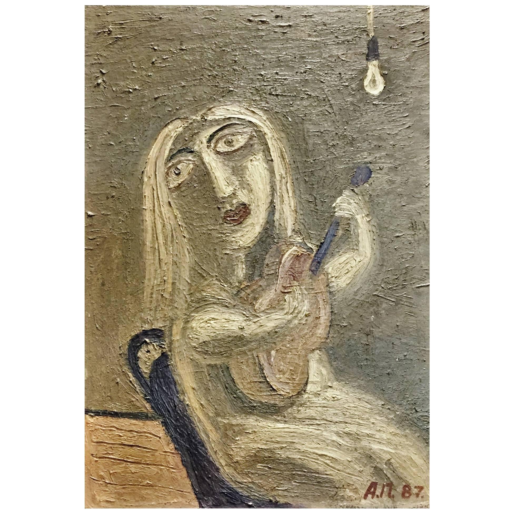 A.V. Parkhomenko, 'Single', Original O/B Painting, USSR, circa 1987 For ...