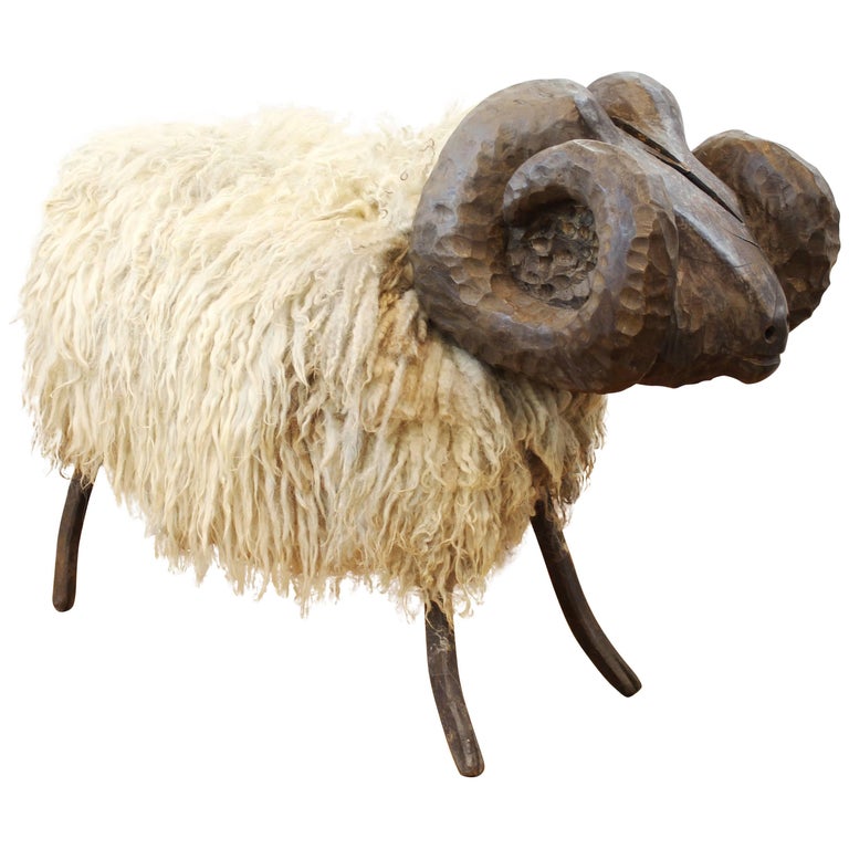 Midcentury Wood and Metal Sheep at 1stDibs