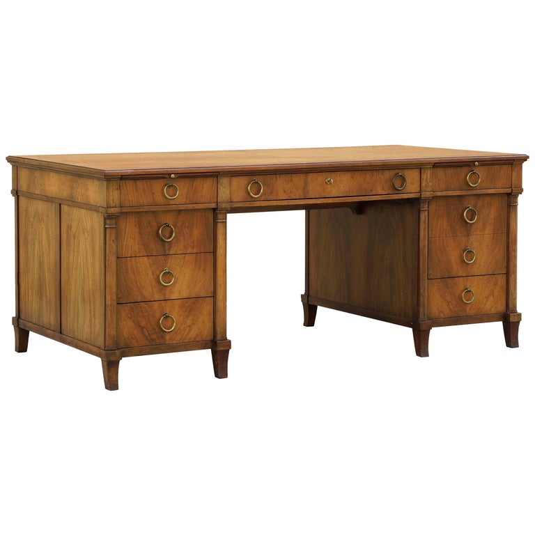 Stately Executive Desk in Solid Walnut by Baker at 1stDibs