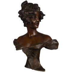 Louis Chalon French Art Nouveau Bronze Bust For Sale at 1stdibs