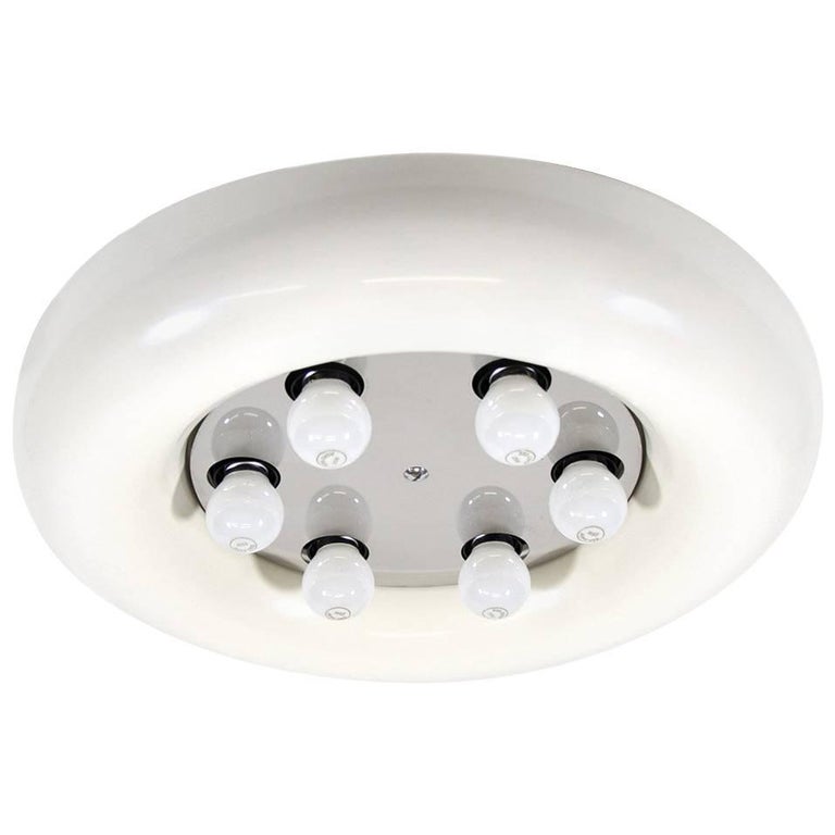 Luci Italian White and Chrome Flush Wall Lamp with Six Lights, circa ...