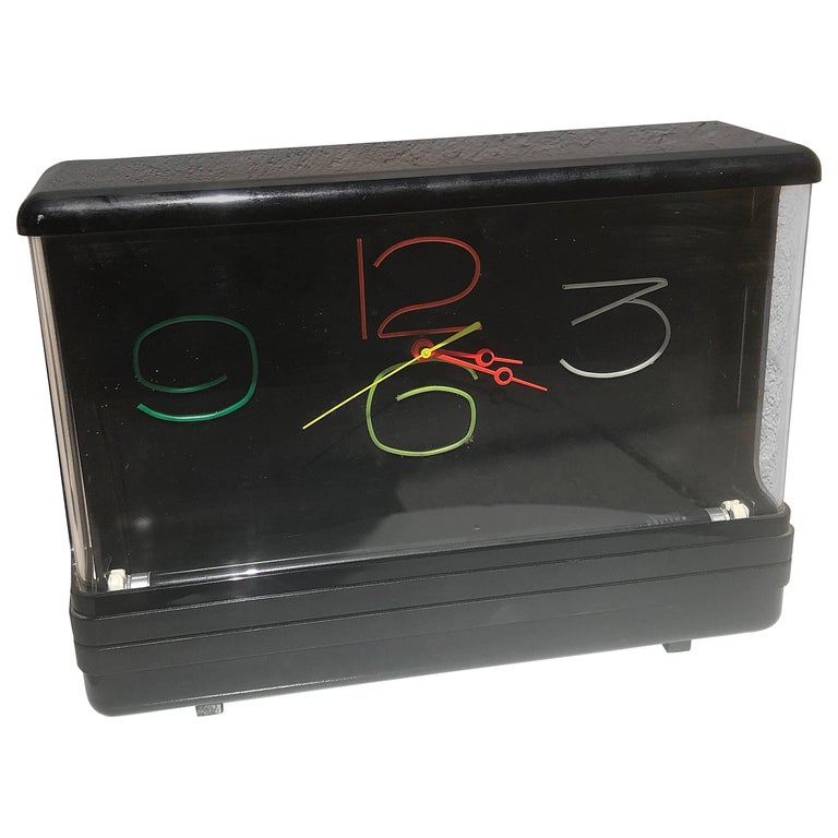 Mid-Century Modern Neon Electric Clock at 1stDibs