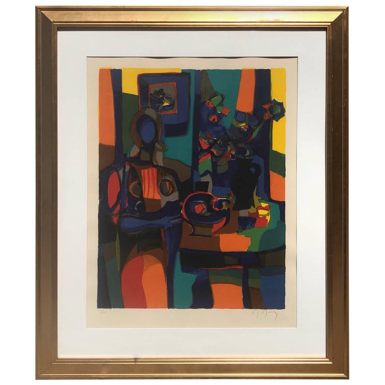 Mid-Century Modern Linocut Lithography, 1960s For Sale at 1stDibs